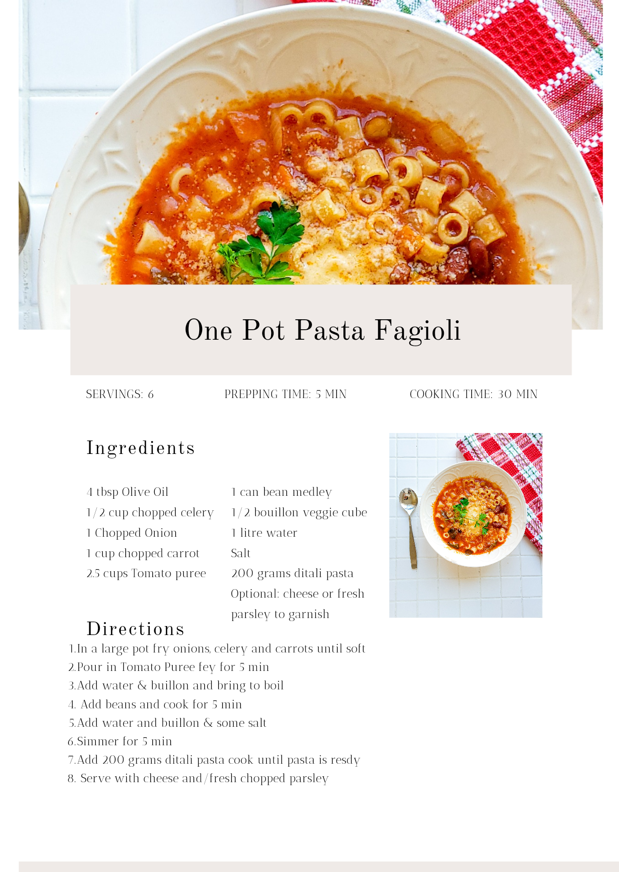 One Pot Pasta Fagioli – Nonna Elda Cooks