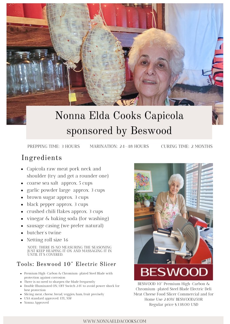 Nonna Elda’s Step-by-Step Guide for how to cure your own Capicola/ Capocollo – Nonna Elda Cooks